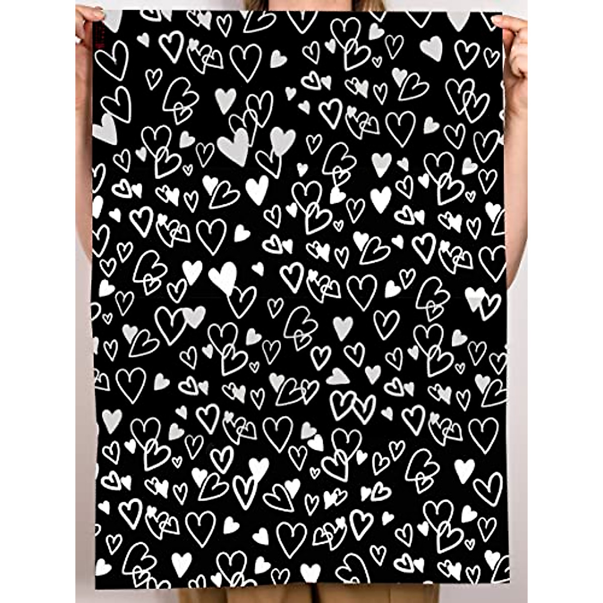 CENTRAL 23 Black Wrapping Paper - For Birthday Anniversary Valentine - 6 Sheets Gift Wrap - Heart Wrapping Paper - For Men Women Him Her - Recyclable