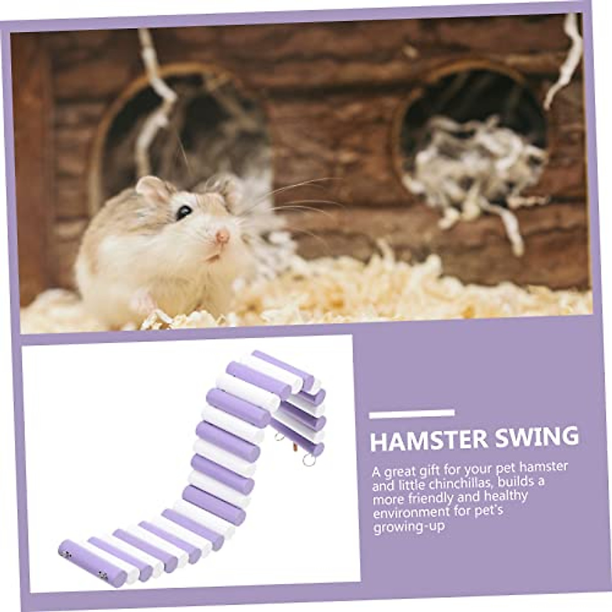 FUOYLOO Hamster Climbing Ladder Pet Toys Chew Toys Chinchilla Chew Toys Wood Rat Ladder Small Animal Climbing Toys Ladder Bridge Hanging Hamster Swing Hamster Accessory Blue Parrot