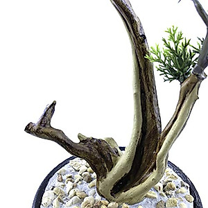 Tuokor Artificial Bonsai Tree 10.5 Inch Tall Small Docorative Cypress Faux Plants in Ceramic Pot