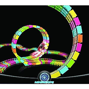 Mindscope Twister Tracks Trax 360 Loop 13' (feet) of Neon Glow in The Dark Track with One LED Light-Up Race Series Car