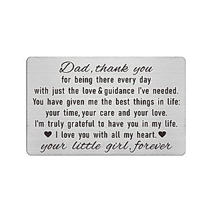 Laluminter Dad Gifts from Daughter - Thank You Dad Engraved Wallet Card Inserts - Father Fathers Day Christmas Keepsake