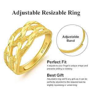 CHOW SANG SANG 999.9 24K Solid Gold Price-by-Weight Gold Ring for Women 28473R | Size Adjustable (Approx. 0.129tael (~4.82g), Adjustable)