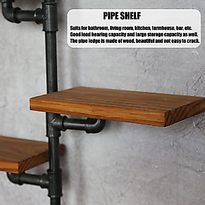 Focket Industrial Pipe Shelving, 31x22in 4 Tiers Retro Wood Wall Shelf Floating Shelves, Wall Mount Bookshelf Industrial Shelf Home Decor for Living Room Bedroom Bathroom Kitchen