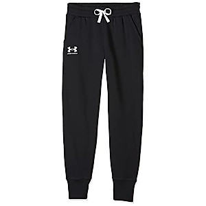 Under Armour womens Rival Fleece Joggers , Black (001)/White , Large