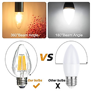 BRIMAX F15 6W Led Porch Light Bulbs Outdoor, Equivalent 60W Incandescent Bulb, E26 Medium Base Dimmable 2700K Warm White Flame Wrinkle Glass, LED Post Bulbs for Ceiling Fan and Lantern Lamp, 4Pack