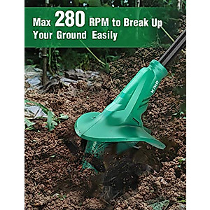 Kimo Cordless Tiller Cultivator with 24 Steel Tines, 7.8-in Wide & 5-in Depth Garden Cultivator, Electric Rototiller w/Battery Powered Tiller Rototillers for Garden,Lawn,Yard,Soil Cultivation