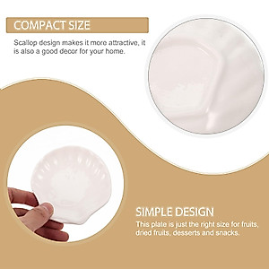 Hemoton 6Pcs Ceramic Sauce Dish Sea Shell Shaped Seasoning Dishes Sushi Dipping Bowl Appetizer Plates Ceramic Serving Individual Condiment for Home Kicthen 4inch