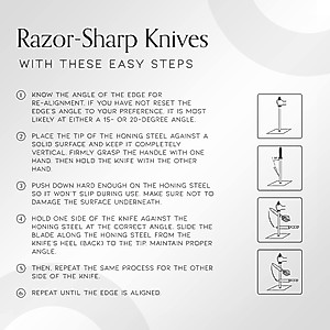 Breliser - Knife Sharpeners for Kitchen Knives, Professional Chef Tools for Knife Sharpening, Durable Honing Steel Rod, Premium-Quality Carbon Blade Sharpener, 11 Inches