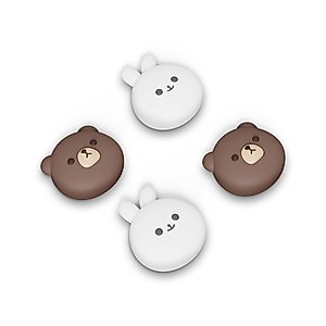 PlayVital Thumb Grip Caps for Steam Deck LCD, Silicone Thumbsticks Grips Joystick Caps for Steam Deck OLED - Chubby Bear & Smiley Bunny