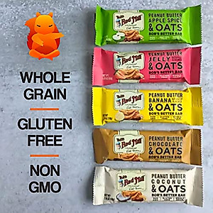Peaceful Squirrel Variety, Bob's Red Mill Peanut Butter Oat Bars, Variety of 10 Bars, 5 Flavors, Gluten Free, Non-GMO, 1.76 Ounce