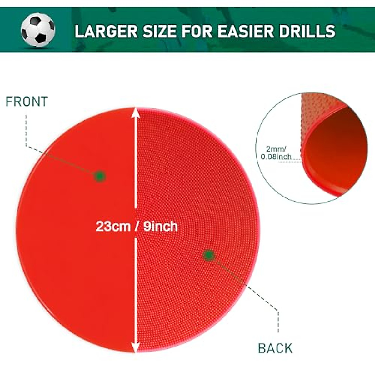 TuXHui Spot Markers 9 Inch Set of 12 Non Slip Rubber Agility Markers Flat Field Cones Floor Dots for Soccer Basketball Sports Speed Agility Training and Drills