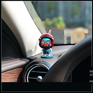 Collyon Car Dashboard Ornament Cute Rubber Duck,Office Car Cab Ornaments,Cool Spectacled Duck(Red)