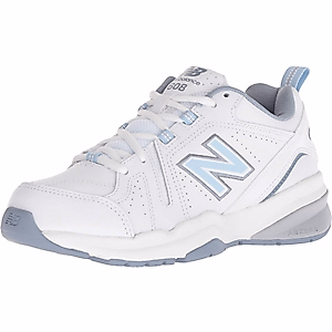 New Balance Women's 608 V5 Casual Comfort Cross Trainer, White/Light Blue, 8.5