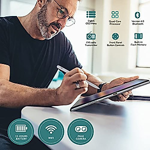 Pyle 1080p HD Display, 5000 mAH, Dual 10.1 Inch Android Tablet -2 in 1 Tablet Camera, WiFi Compatibility, Quad-Core Processor, 2GB RAM, 32GB Storage,Magnetic Keyboard,Stylus Pen & Case Included-Silver