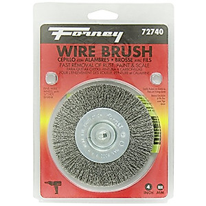 Forney 72740 Wire Wheel Brush, Fine Crimped with 1/4-Inch Hex Shank, 4-Inch-by-.008-Inch