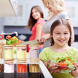 Tzerotone Spice Jar Set,2.5oz 20 Piece Glass Jar with Bamboo Airtight Lids and Labels, Mini Clear Food Storage Containers for pantry, kitchen canisters for Tea, Herbs, Sugar, Salt, Coffee