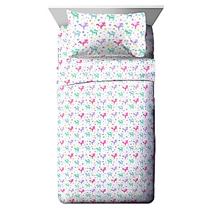 Jay Franco Unicorn Rainbow 4 Piece Twin Bed Set - Includes Comforter & Sheet Set - Super Soft Fade Resistant Microfiber