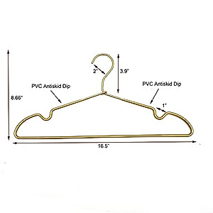 Koobay 16.5" Gold Metal Wire Coat Clothes Hangers, 30PCS, Standard Suit Hangers, Garment Closet Organizer Storage