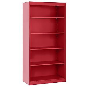 Sandusky BA40361872-01 5-Shelf Elite Series Wielded Bookcase with Adjustable Shelves, Open Display Bookshelf for Home, Office, 18"D x 36"W x 72"H, Red