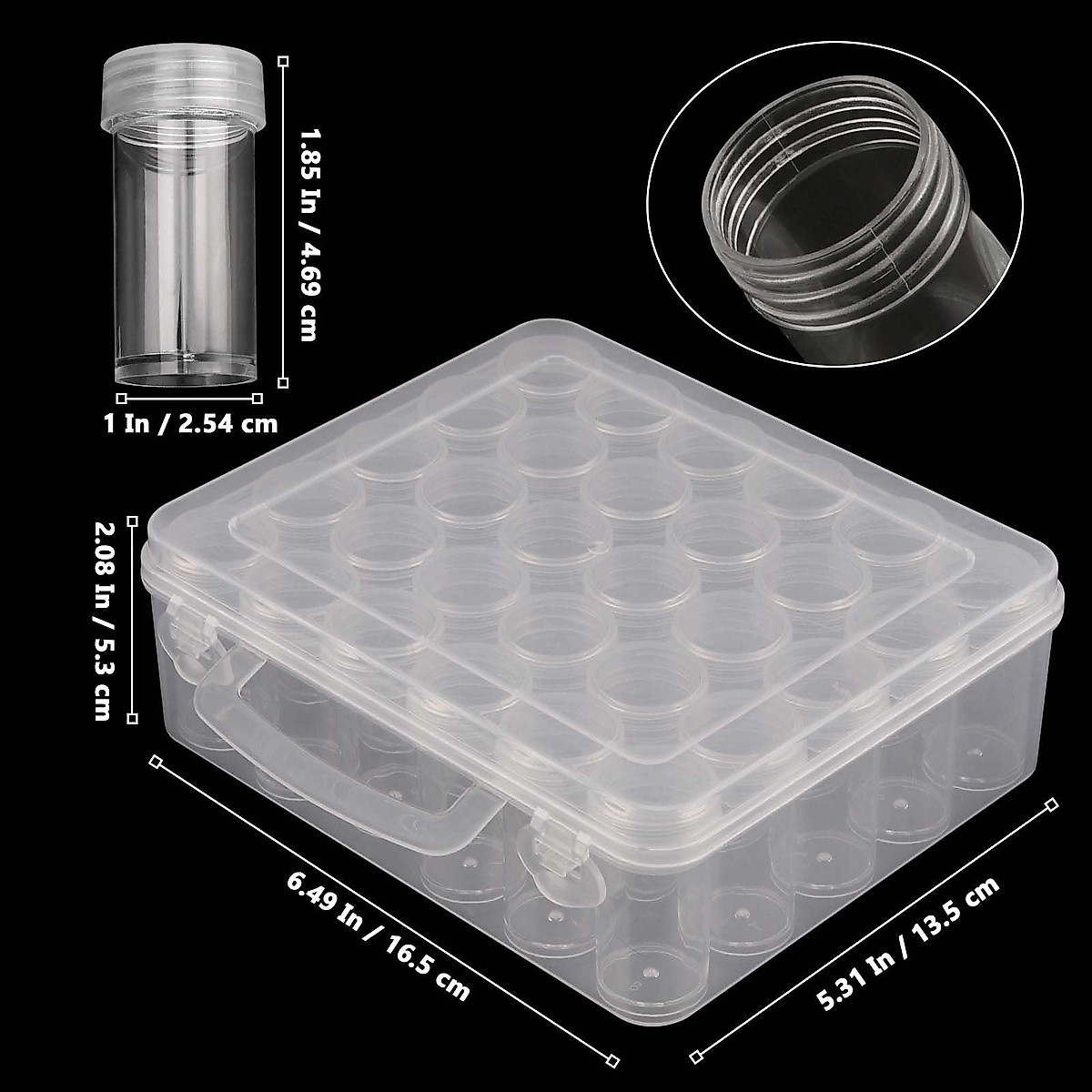 MUKLEI 2 Pack 30 Grids Diamond Painting Storage Containers, Beads Organizer with Label Stickers and Funnel, Diamond Painting Accessories Box for Crafts, Seeds, DIY single slots 1.9 × 1 inch