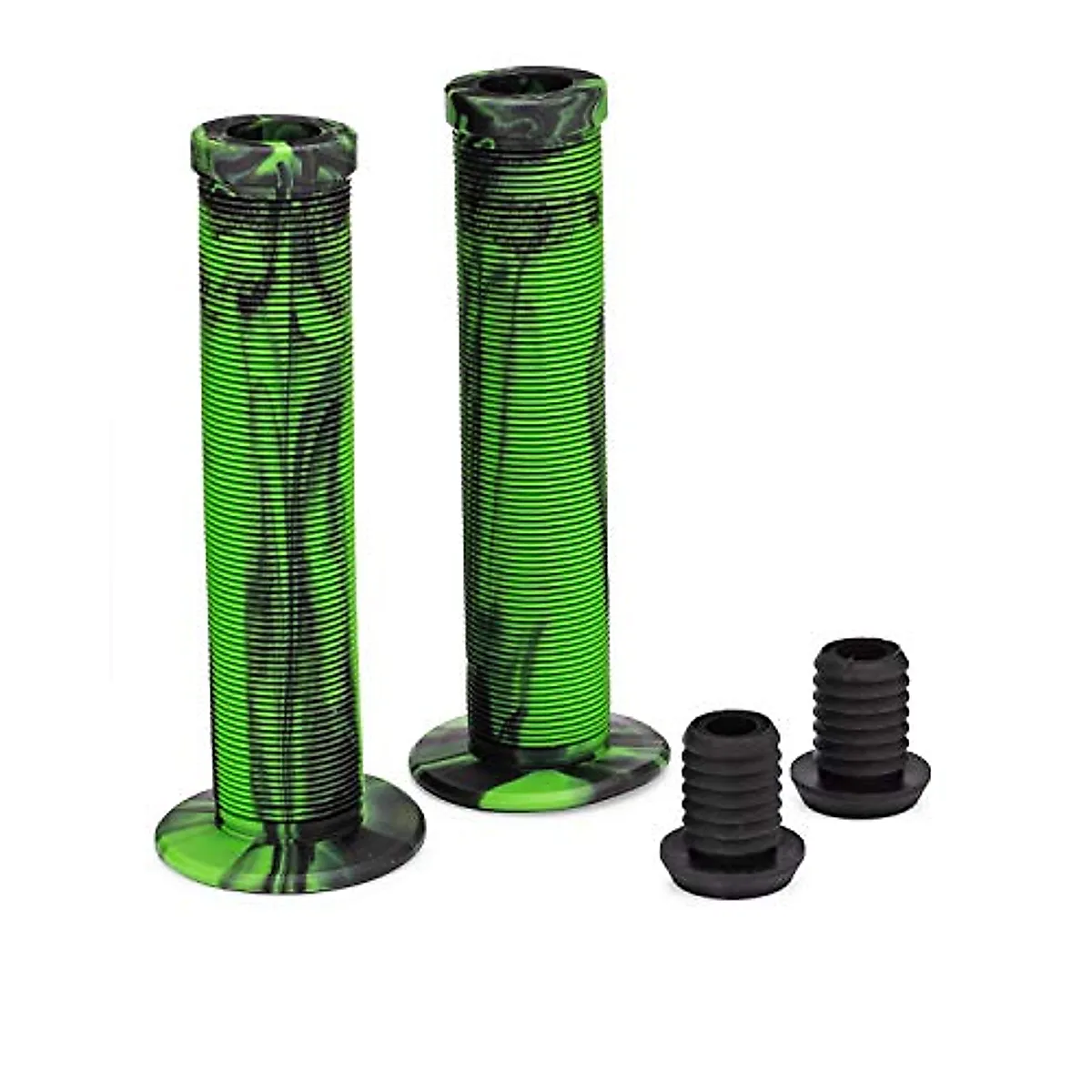 25NINE Ronin Grip with Flange - Flanged BMX Bike and Scooter Handlebar Grips with End Plugs - Green/Black