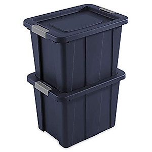 Sterilite Dark Indigo Lid & Base with Titanium Latching Tuff1 Tote, 18 Gallon, Pack of 6