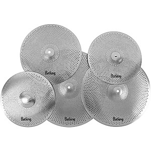 Batking Low Volume Cymbal Pack,60%-70% 14/16/18/20” Quiet Cymbals Practice Set Of 5 Pcs Practice With Cymbal Felt and Sleeve
