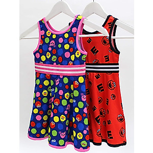 Isaac Mizrahi Loves Sesame Street Elmo Baby Toddler Fit and Flare Soft Dress (4T, Toddler Multicolor)