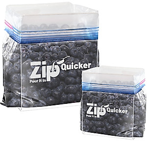 Zip Quicker Ziplock Bag Holder/Food Storage Bag Stand/Baggy Rack Holder/Hands-Free to Pour Leftovers/Filling Zip Lock Freezer Bag Stand/Bag Prep/Comes with both Gallon & Quart Sizes