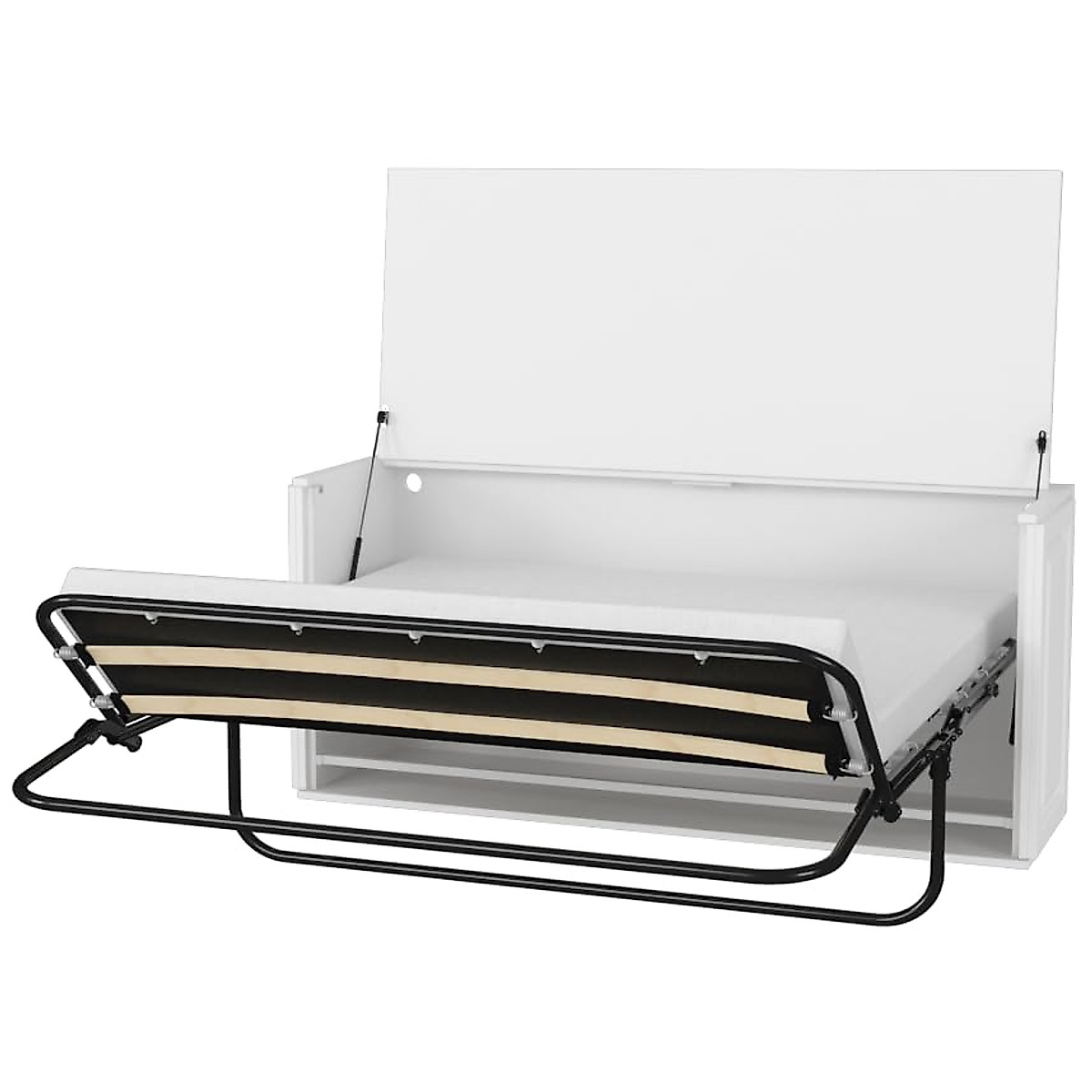 Orion Console Bed with Desk | Murphy Cabinet Bed Queen with Mattress Perfect for Home Office Guest Bed | Multipurpose Space-Saving Furniture (White)