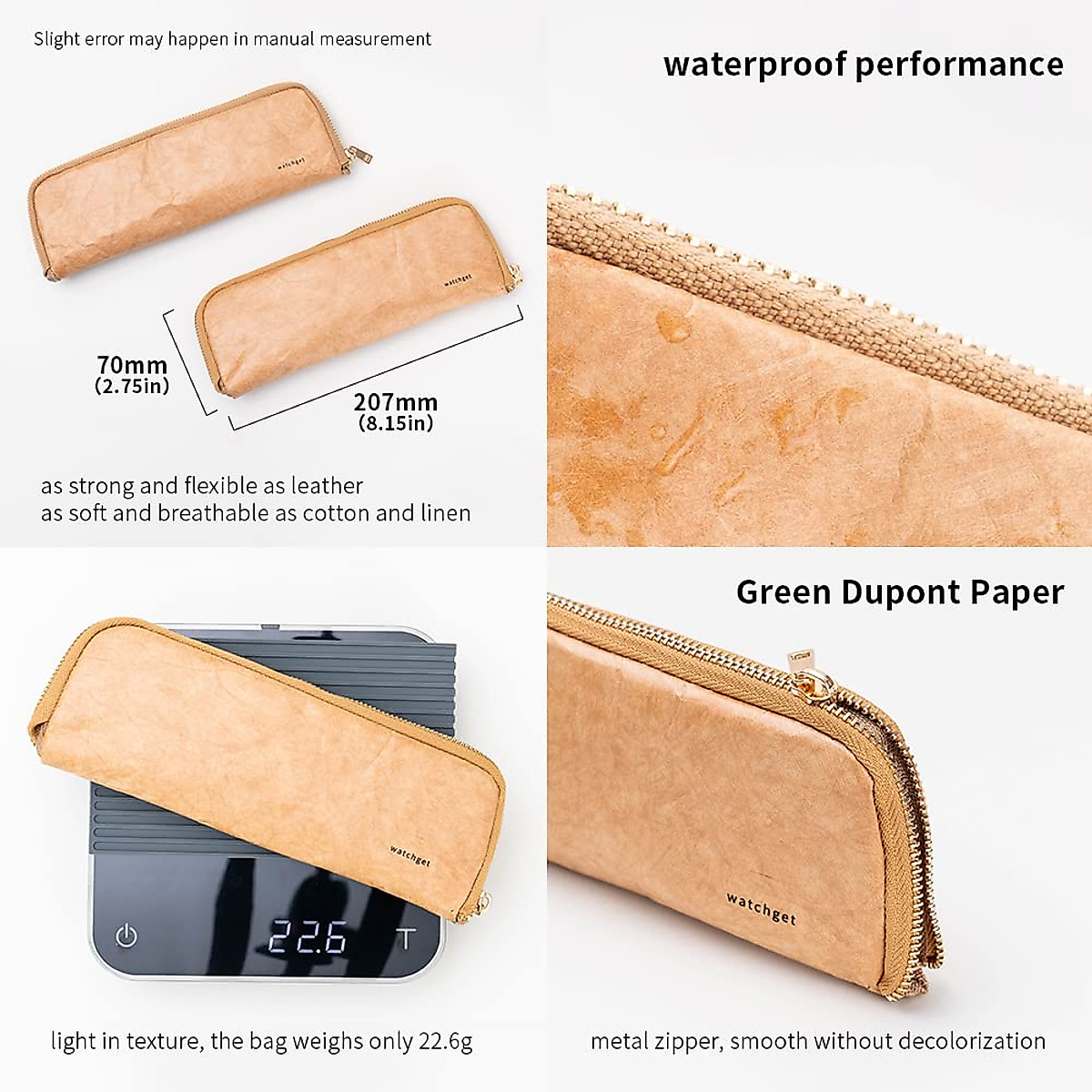 watchget Professional Coffee Cupping Spoon Holder Bag Dupont Paper Portable Cupping Spoon Storage Bag