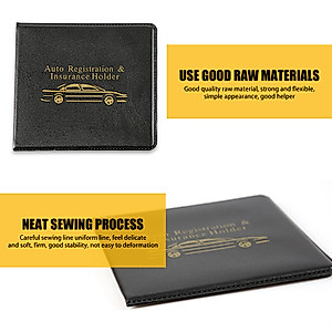 GKmow 2 PCS Car Registration Insurance Card Holder, Document Holder, PU Leather Case for ID, Driver's License, Key Contact Information Cards, Vehicle Paperwork Organizer (Black & Yellow)