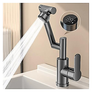 Digital Display LED Basin Faucet Bathtub Faucet 360 Degree Bathroom Faucet Single Plastic Handle Sink Faucet Mixer Hot and Cold