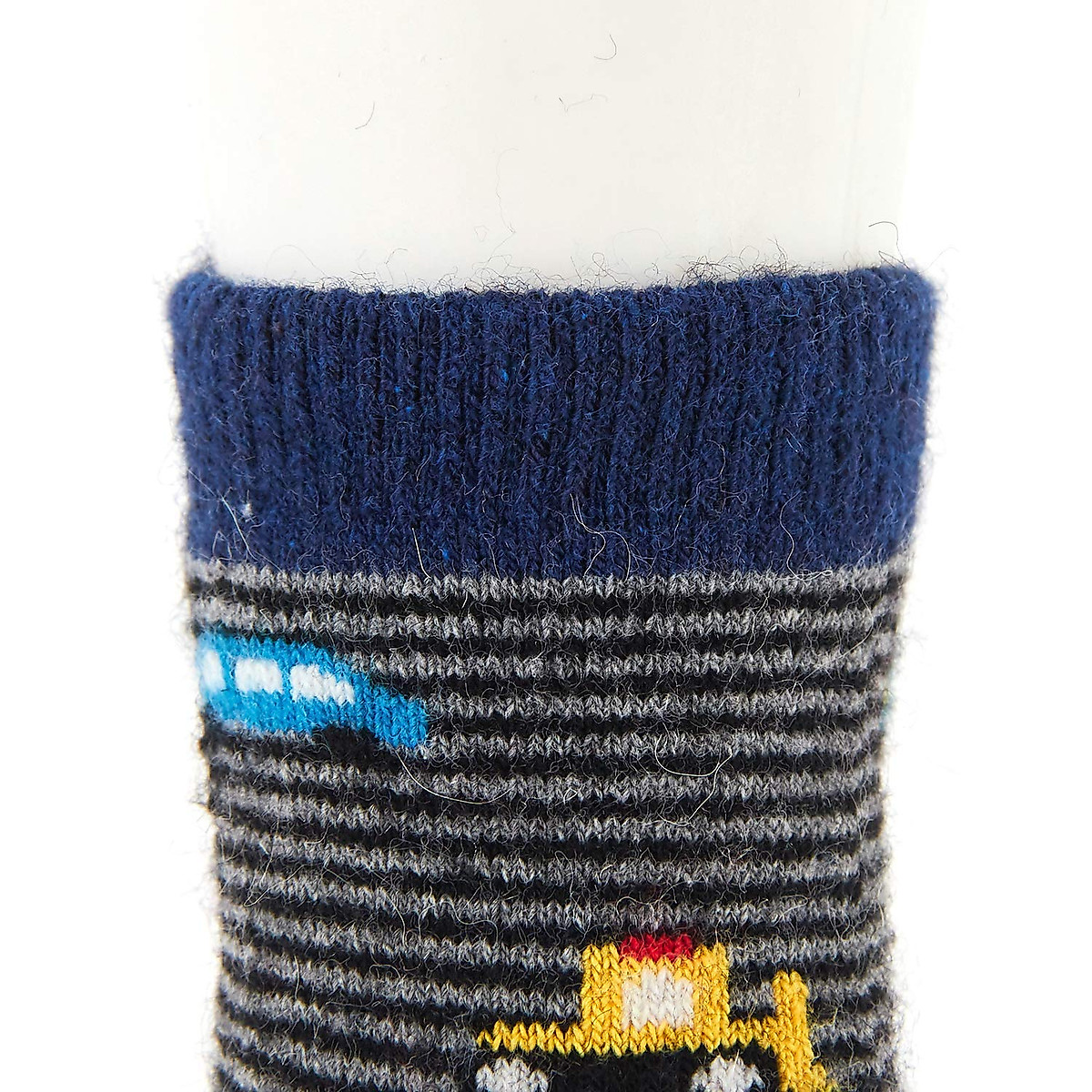 Mardonskey Big Kids Winter Warm Socks Boys Wool Socks Thick Thermal Crew Socks for Boys Car 6 Pairs 8-10 Years