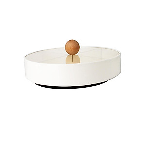 Creative Dried Fruit Plate 4 Compartment, Multipurpose Accessory with Clear Lid Serving Trays Storage Box for Party Living Room Kitchen, Home, White(with Base)