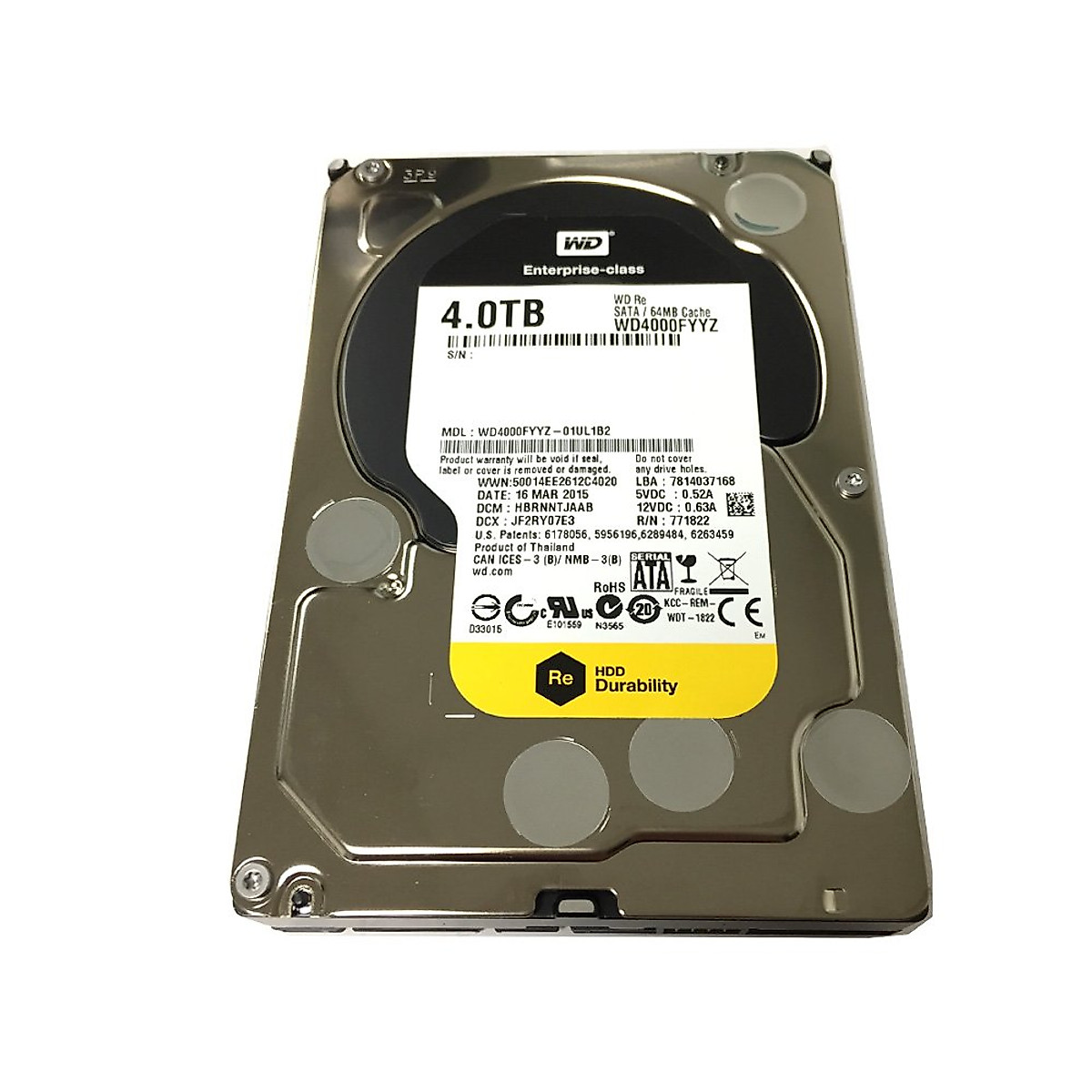 Western Digital WD4000FYYZ ENTERPRISE 4TB 7200RPM 64MB Cache SATA 6.0Gb/s 3.5 internal hard drive