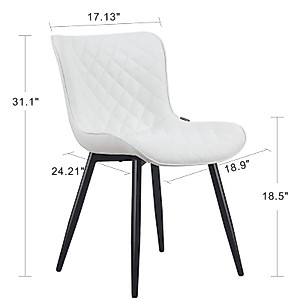 Kidol & Shellder Dining Chairs Kitchen Dining Room Chairs Set of 2 Modern Upholstered Living Room Chairs Faux Leather Vanity Chair Comfortable Contemporary Makeup Chair(White),3 Mins Quick Assembly