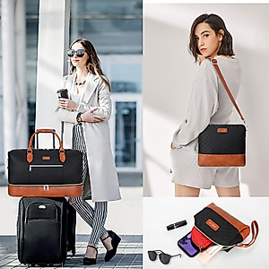 Weekender Bag for Women, Travel Duffel Bag Carry On Overnight Bag with Shoe Compartment Large Nylon Travel Weekend Tote Bag