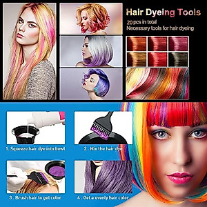 NOUSV 20 Pcs Hair Dye Brush and Bowl Set, Hair Dye Coloring Kit, Hair Coloring Bleaching, Hair Dye Tools for DIY Salon. Hair Tinting Bowl/Dye Brush/Ear Cover/Gloves/Tint Comb