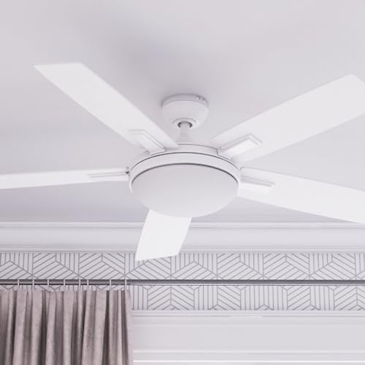 Prominence Home Emporia, 52 Inch Contemporary Indoor LED Ceiling Fan with Light, Remote Control, Dual Mounting Options, Dual Finish Blades, Reversible Motor - 51021-01 (Bright White)