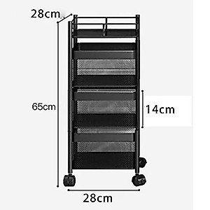 Leefasy Rotating Kitchen Rack Fruits Vegetables Organizer Shelves Shelving Wheeled Cart Storage Carts for Laundry Room Kitchen Garage, 3 Tiers and Black