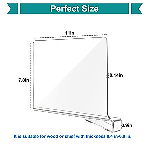 Hiziwimi 6PCS Clear Acrylic Shelf Dividers, Multifunctional Shelf Separators, Adjustable Clothes Organizer, Clear Organizer, Wooden Wardrobe, Kitchen and Office Shelf