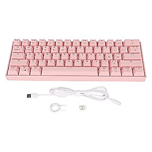 Kafuty-1 Mechanical Gaming Keyboard 60%, 61 Keys RGB Backlit Mini Ergonomic Wireless/Wired Bluetooth Keyboard, for PS4 PC Mac Gamer, Typist, Travel (Green axis)