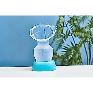 YAHAA Manual Breast Pump - Leak-Proof Lid, Anti-Down Base and Bag, 4oz/120ML Lightweight Breastfeeding Pump for All Breast Milk Colostrum Collector, Blue