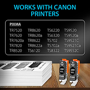 Smart Ink Compatible Ink Cartridge Replacement for Canon PGI-280XXL 280 XXL PGI280 to use with TR8520 TS9120 TS6120 TR7520 TS6220 TS6320 TS8220 TS8120 TS8320 TS702 (2 PGBK, Pigment Black Pack Combo)