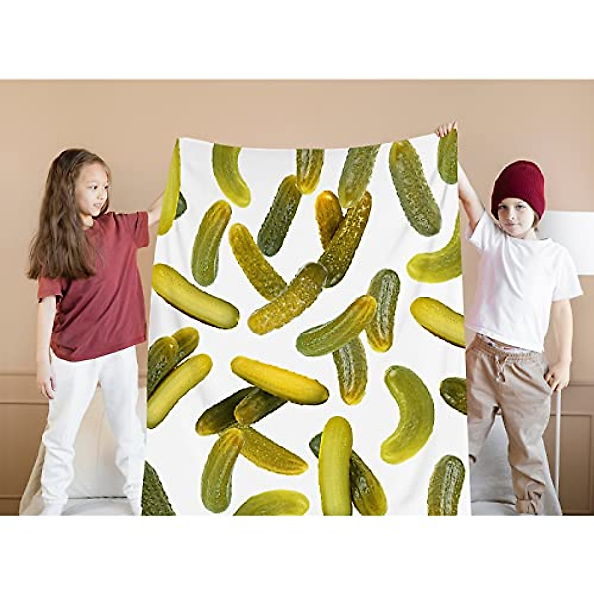 Dill Pickle Blanket and Throw Cucumber Funny Food Blanket for Women Men Kids Adults Cozy Flannel Bed Blanket Home Couch Dorm Sofa Teen Size 50"x60"