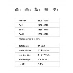 Aluminum Tiny Movable Prefabricated Insulated House with 1 Bathroom, 1-3 bedrooms & 1 Kitchen- Tiny loft House, Mini Caravan,Travel Camper Trailer for Family (Modern, 3, Bedroom)