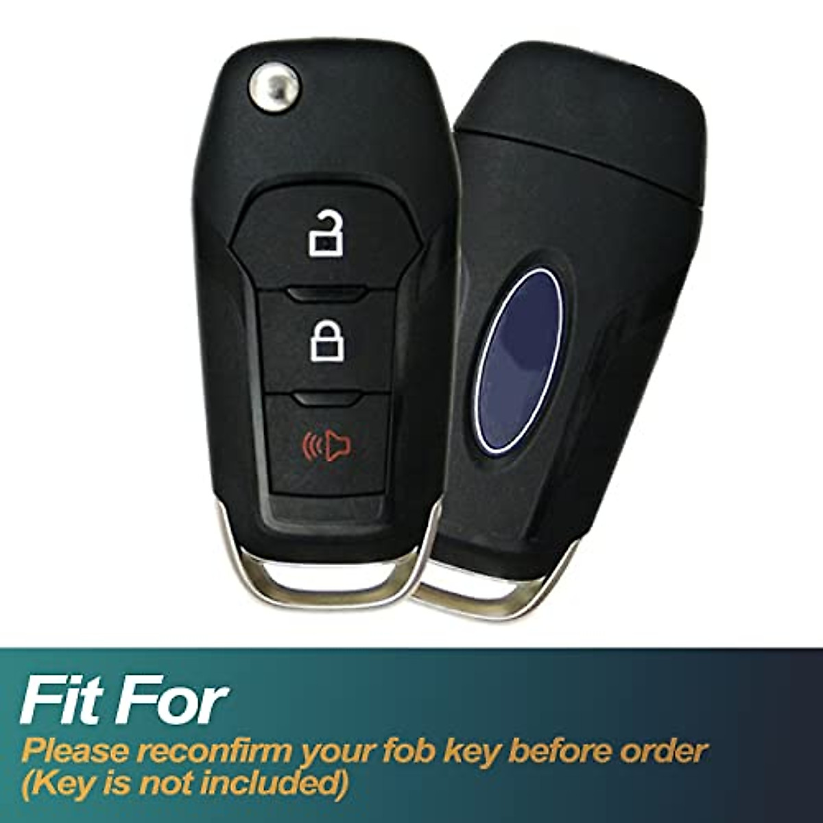 FEYOUN Key Fob Cover Compatible with Ford Ranger Escape Expedition Explorer Fusion F-150 F-250 F-350 F-450 F-550 Flip 3 Buttons TPU Remote Keyless Key Fob Case Protection Shell Accessories, White