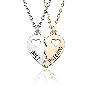 Sisadodo BFF Friendship Necklace for 2 - Best Friend Necklaces BFF Gifts for 2 Matching Heart Best Friends Forever Pendant Necklaces Set¡­