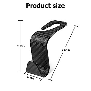 4PCS Car Seat Headrest Hook, Carbon Fiber Auto Back Seat Hanger, Car Interior Accessories Universal for Most Vehicle, Organizer Holder for Storage Purses, Bag, Coat, Hat, Umbrella